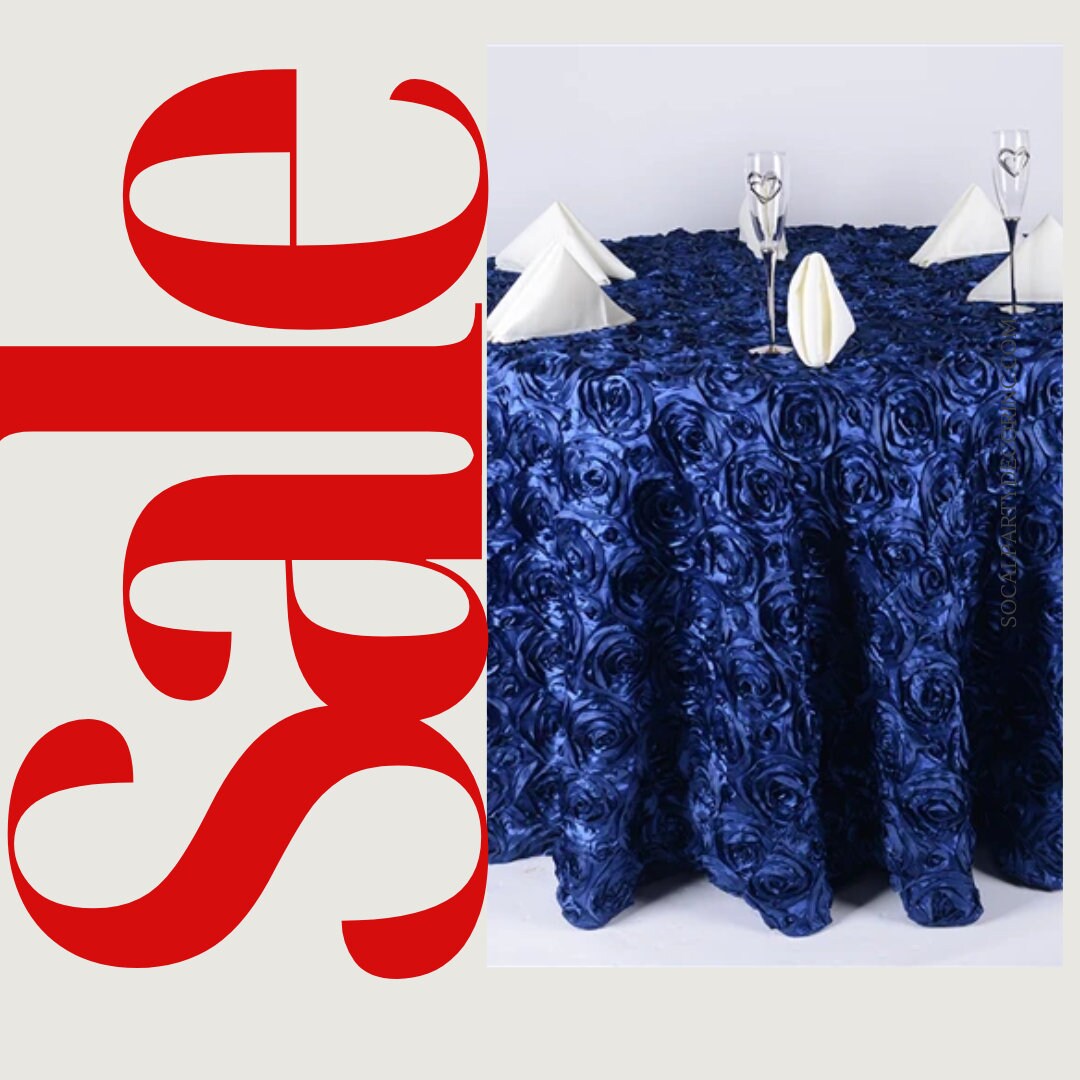 NAVY - Round Tablecloth Table Cloth Satin Rosette Tablecloth - 3D ...