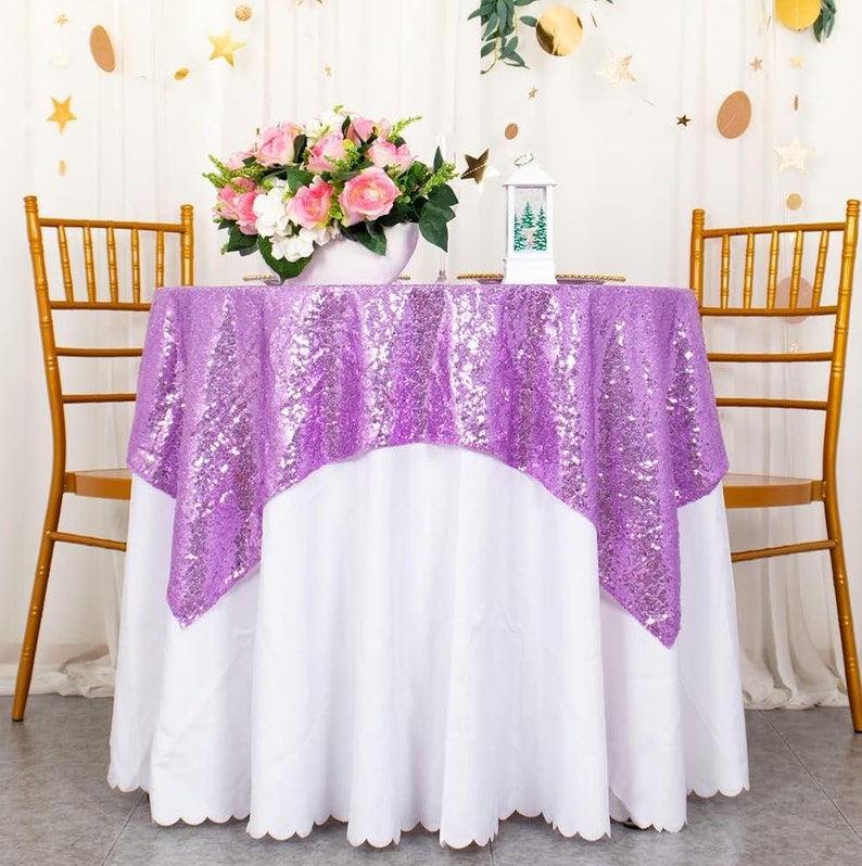 SEQUIN - Sequin Tablecloth - Sequin Overlay Glitter Table Cover Dinning Table Linen for Party ...