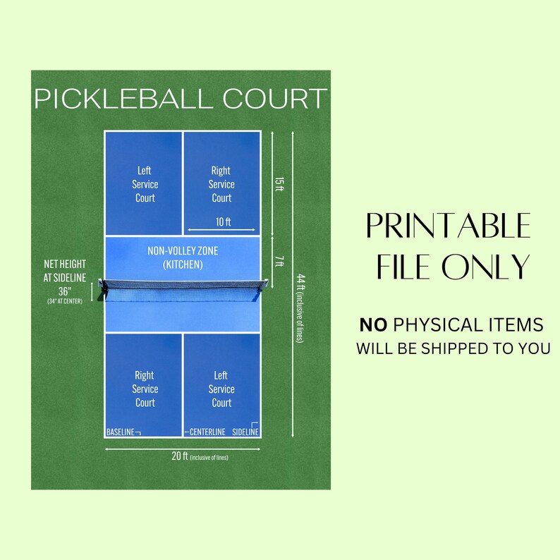 Pickleball Court Diagram Wall Art, Pickleball Patent Print, Pickleball ...