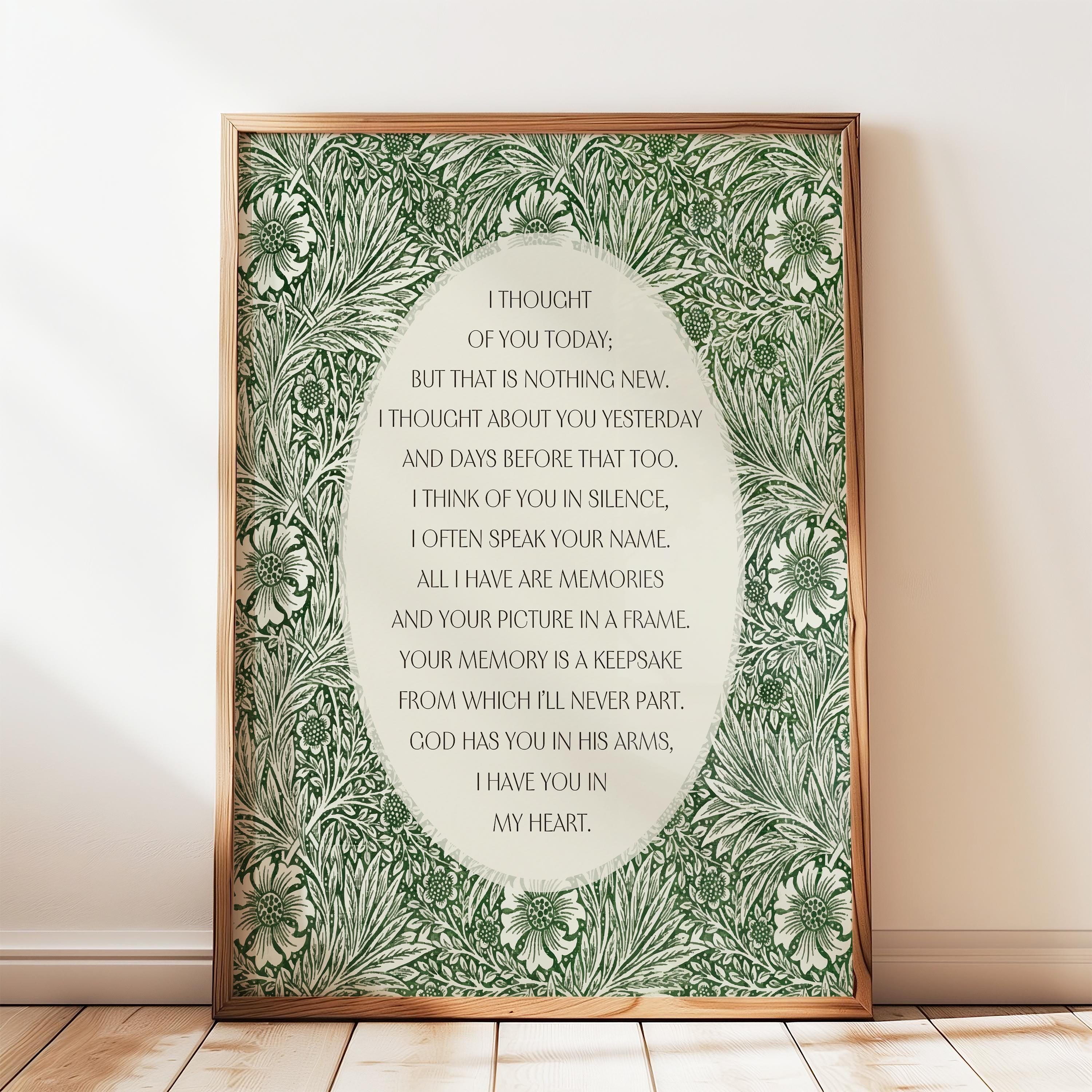 Thought of You Poem for the Grieving Digital Print, Condolences Poem ...