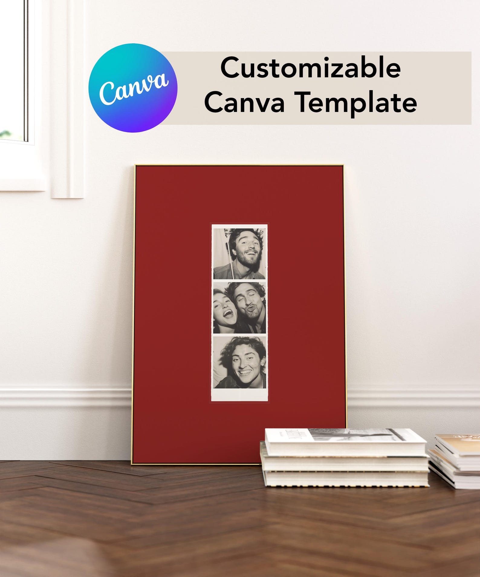 Custom Photo Booth Template, Red Photo Strip Mat 2x3, Personalized ...