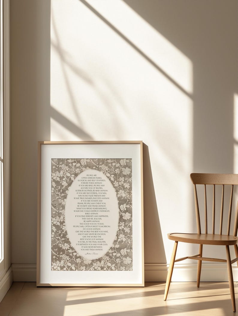 Mother Teresa Anyway Poem Digital Print, Poetry Prints, Literary Art ...