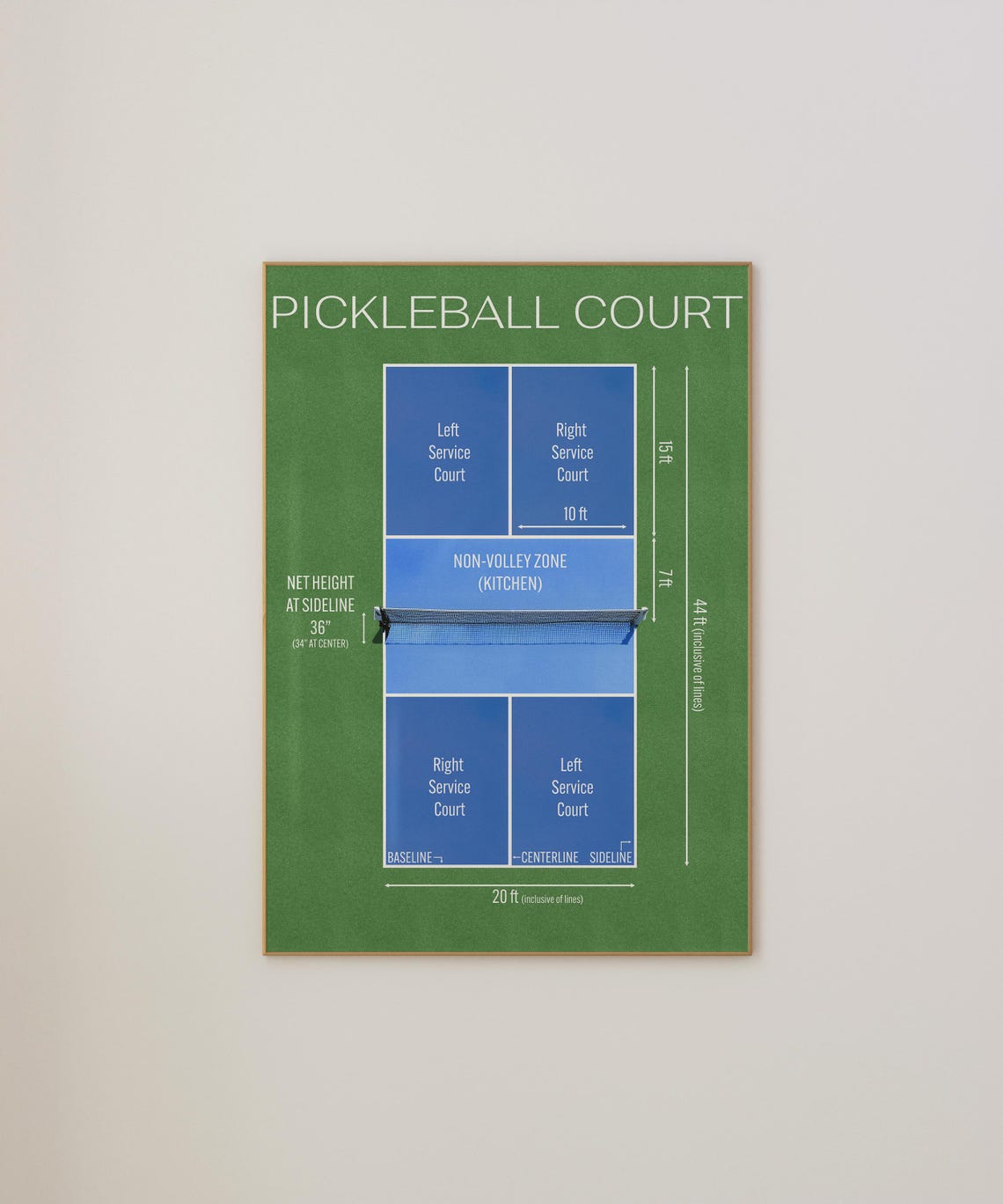Pickleball Court Diagram Wall Art, Pickleball Patent Print, Pickleball ...