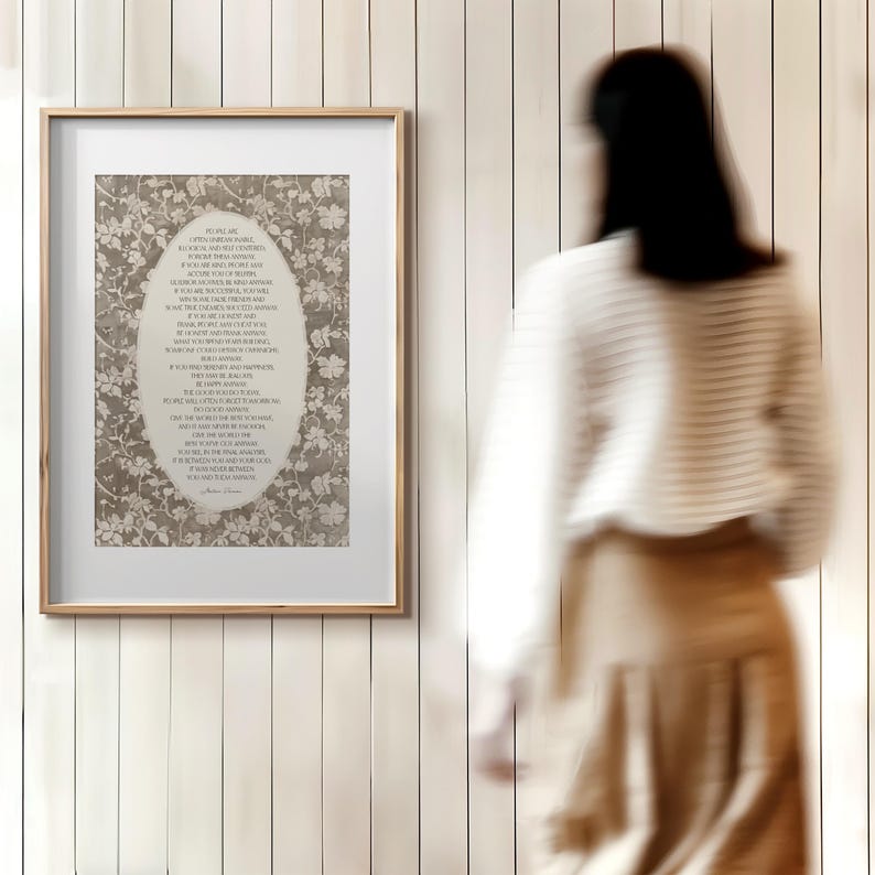 Mother Teresa Anyway Poem Digital Print, Poetry Prints, Literary Art ...