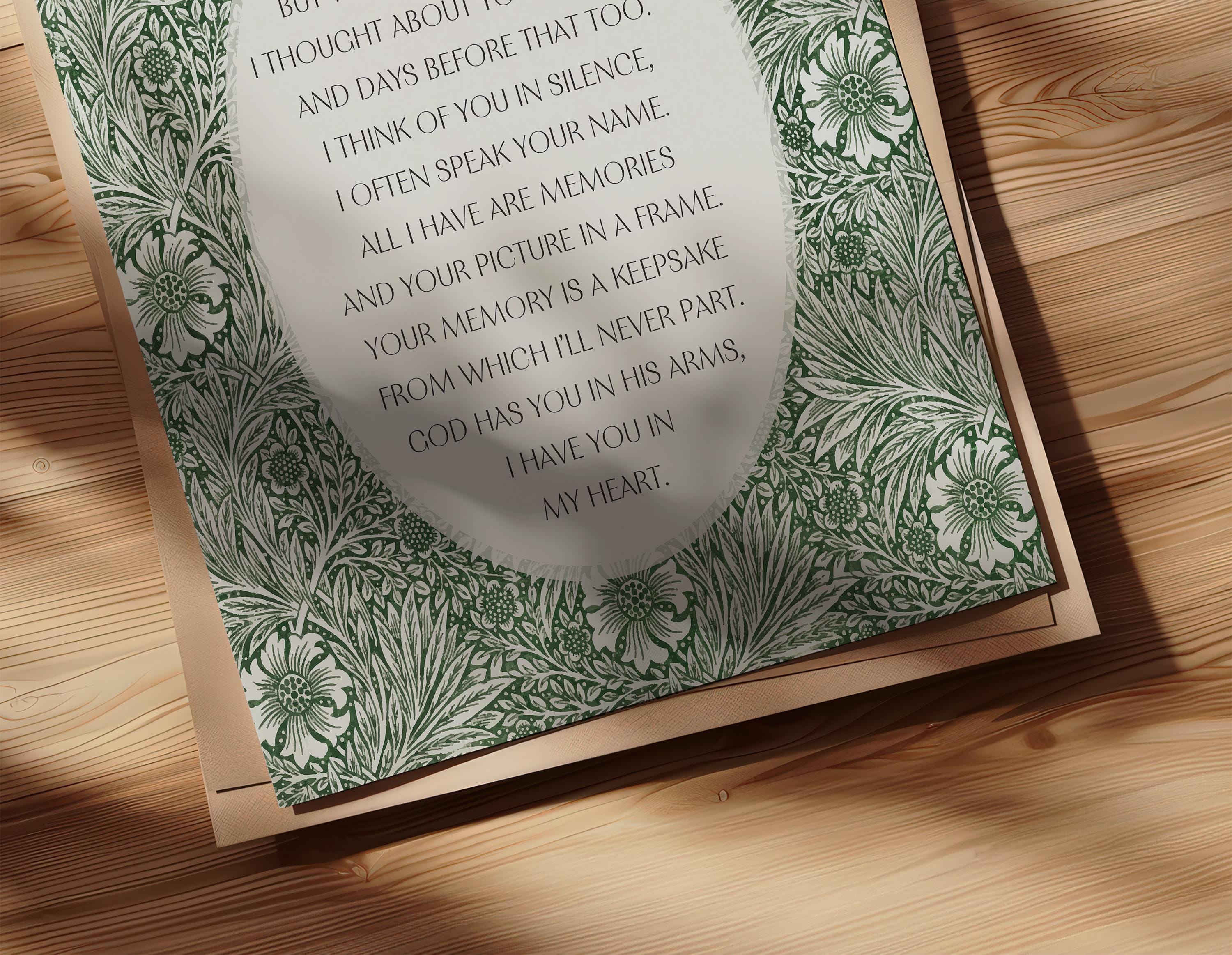 Thought of You Poem for the Grieving Digital Print, Condolences Poem ...