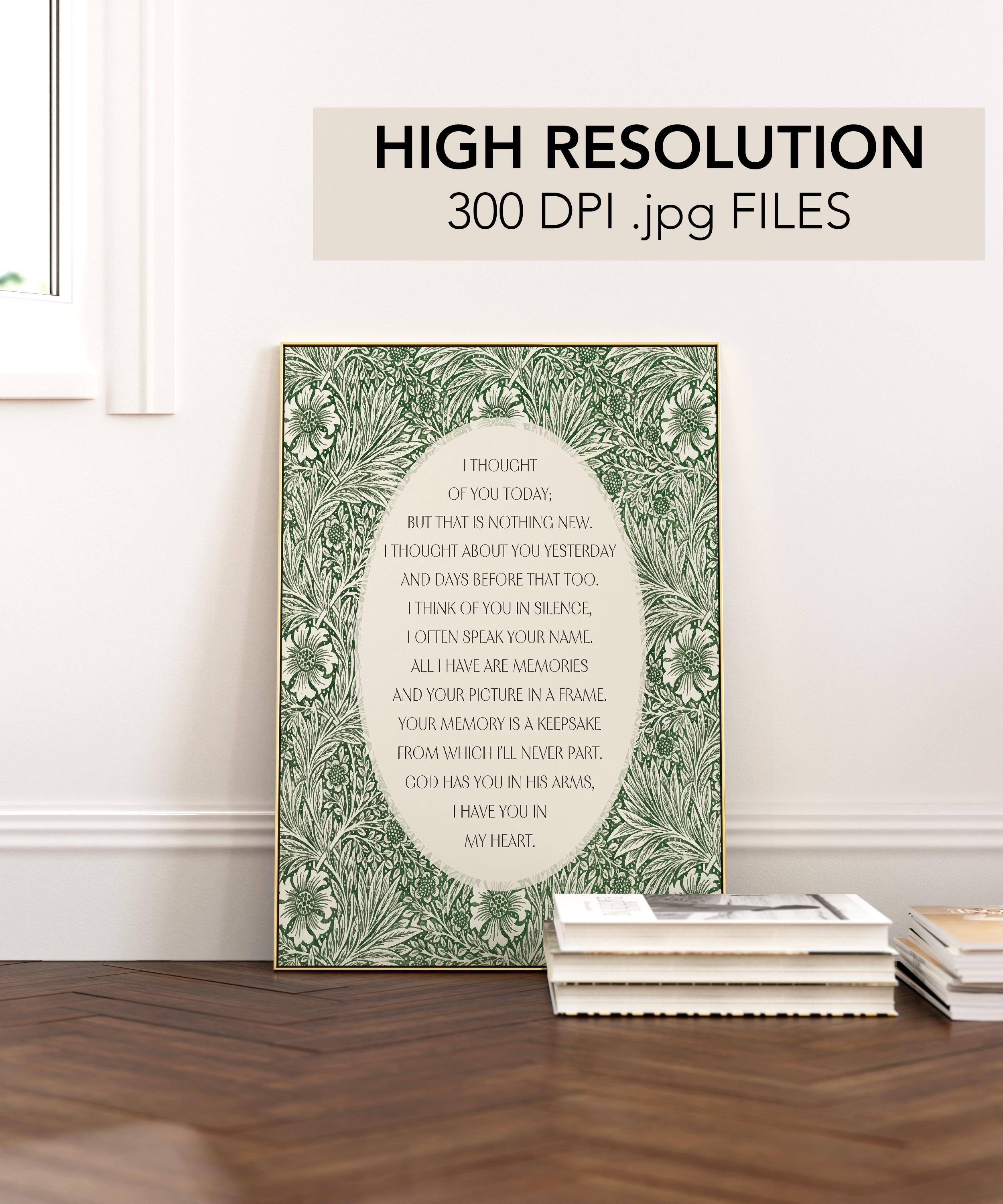 Thought of You Poem for the Grieving Digital Print, Condolences Poem ...
