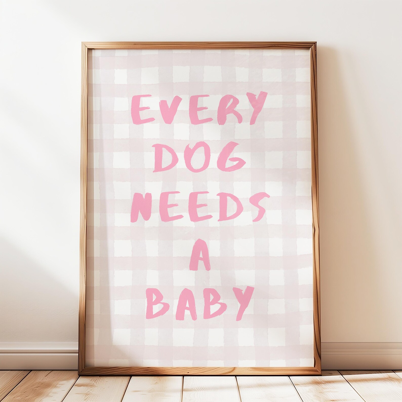 Every Dog Needs A Baby Digital Print, Baby Announcement, Pink ...