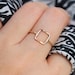 Gold Square Ring - Open Simple Ring -geometric Rings - Open Square Ring ...