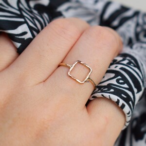 Gold Square Ring - Open Simple Ring -geometric Rings - Open Square Ring ...