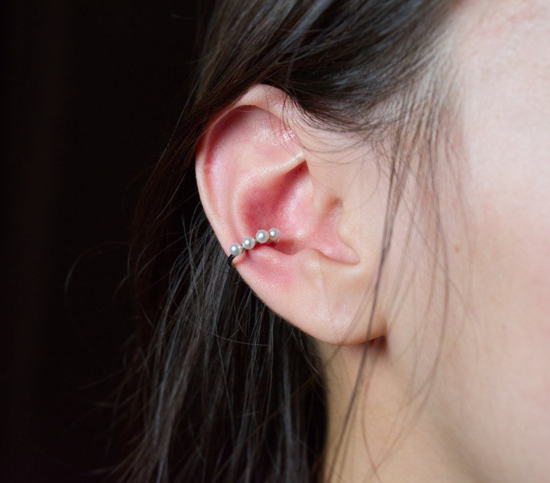 Pearl Conch Hoop Silver - Conch Jewelry -cuff Fake Piercing - Conch ...