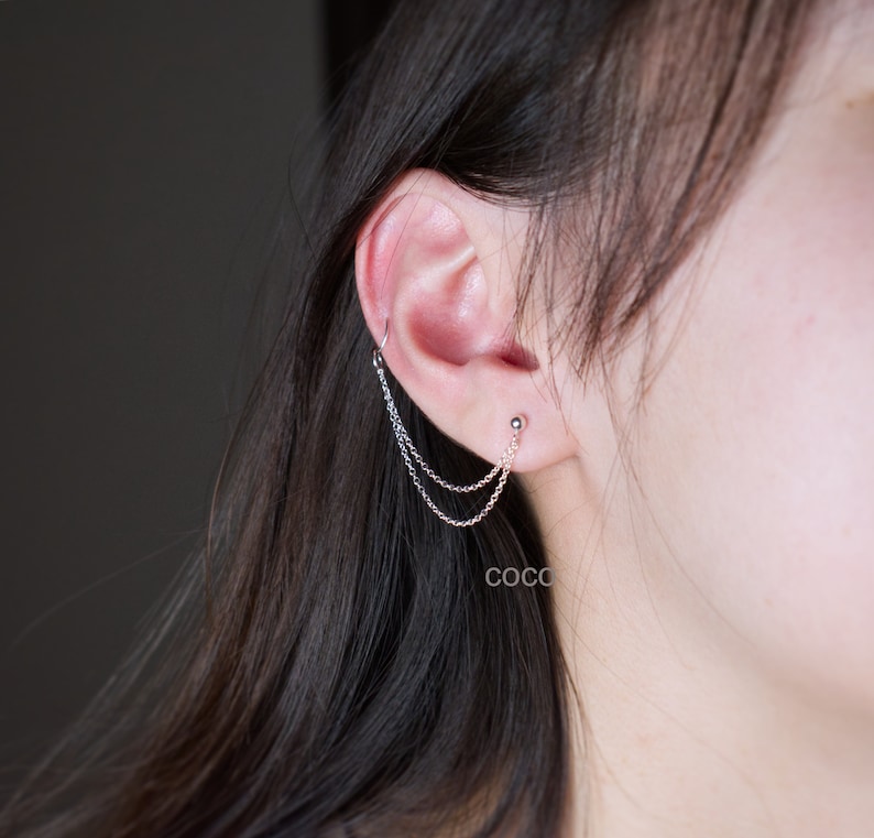 Chain Ear Cuffs Helix Chain Earring Chain Cuff Earring Yellow Gold ...