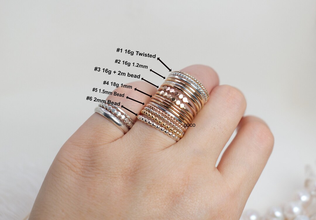 14K Gold Stacking Rings -bead Ring Stacking Ring- Dainty Stacking Rings ...