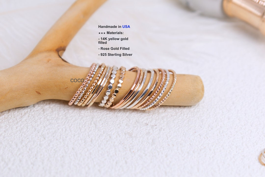 14K Gold Stacking Rings ~ Silver Stacking Rings~ Bead Ring Stacking ...