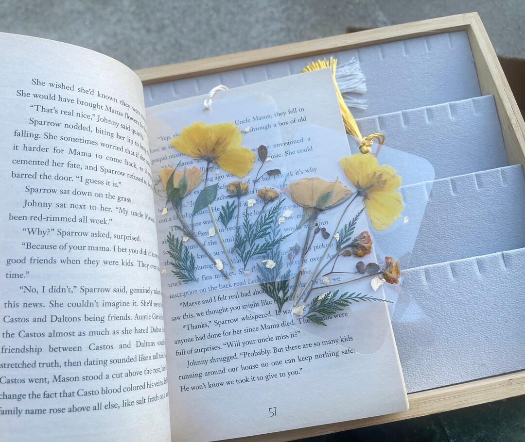 Yellow Pressed Flower Bookmarks - Christmas Gift -natural Pressed ...