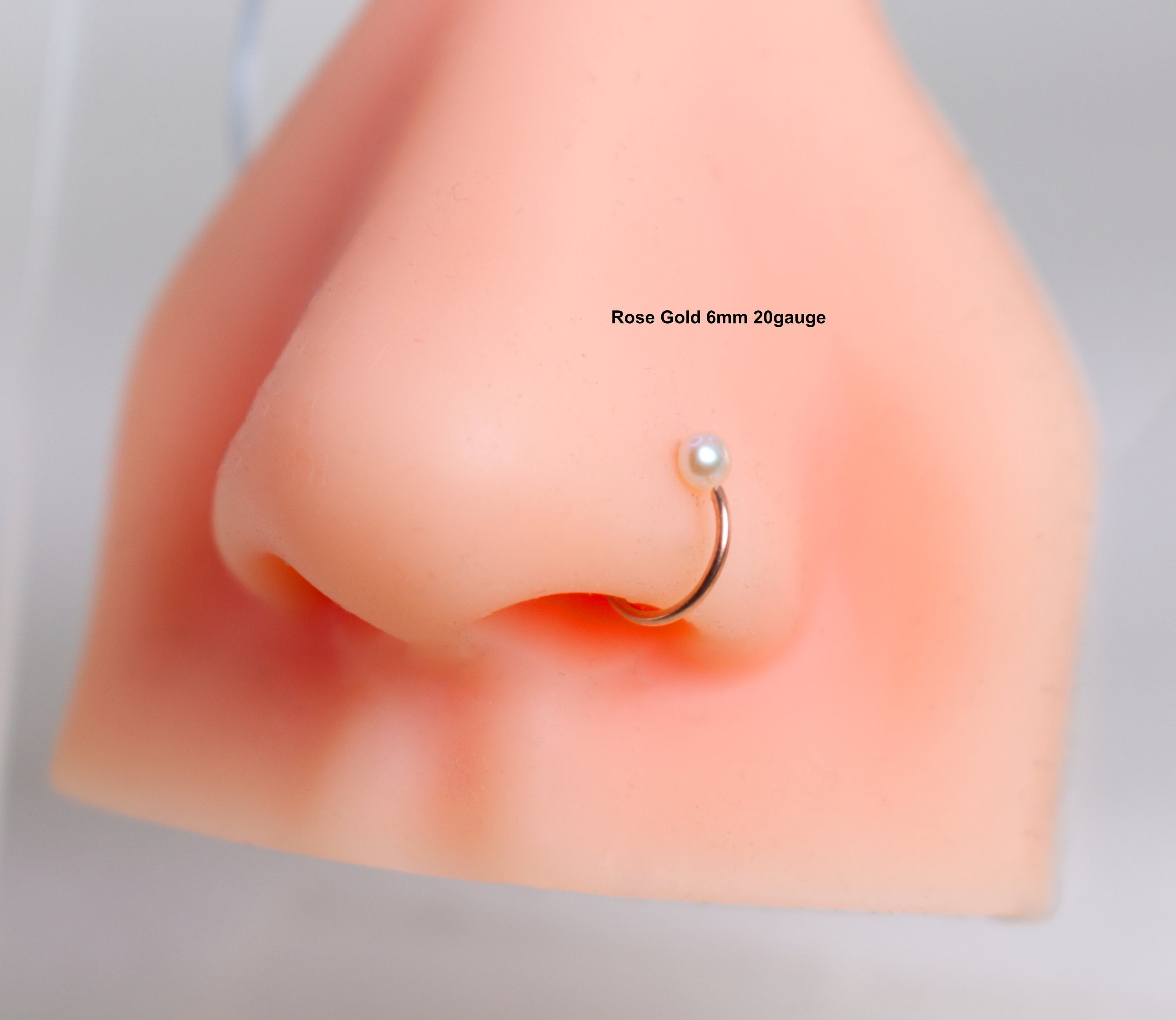 925 Silver Nose Ring 14k Gold Nose Hoop tiny Nose Ring Nose Piercing Ring Silver/ Rose Gold Nose ...