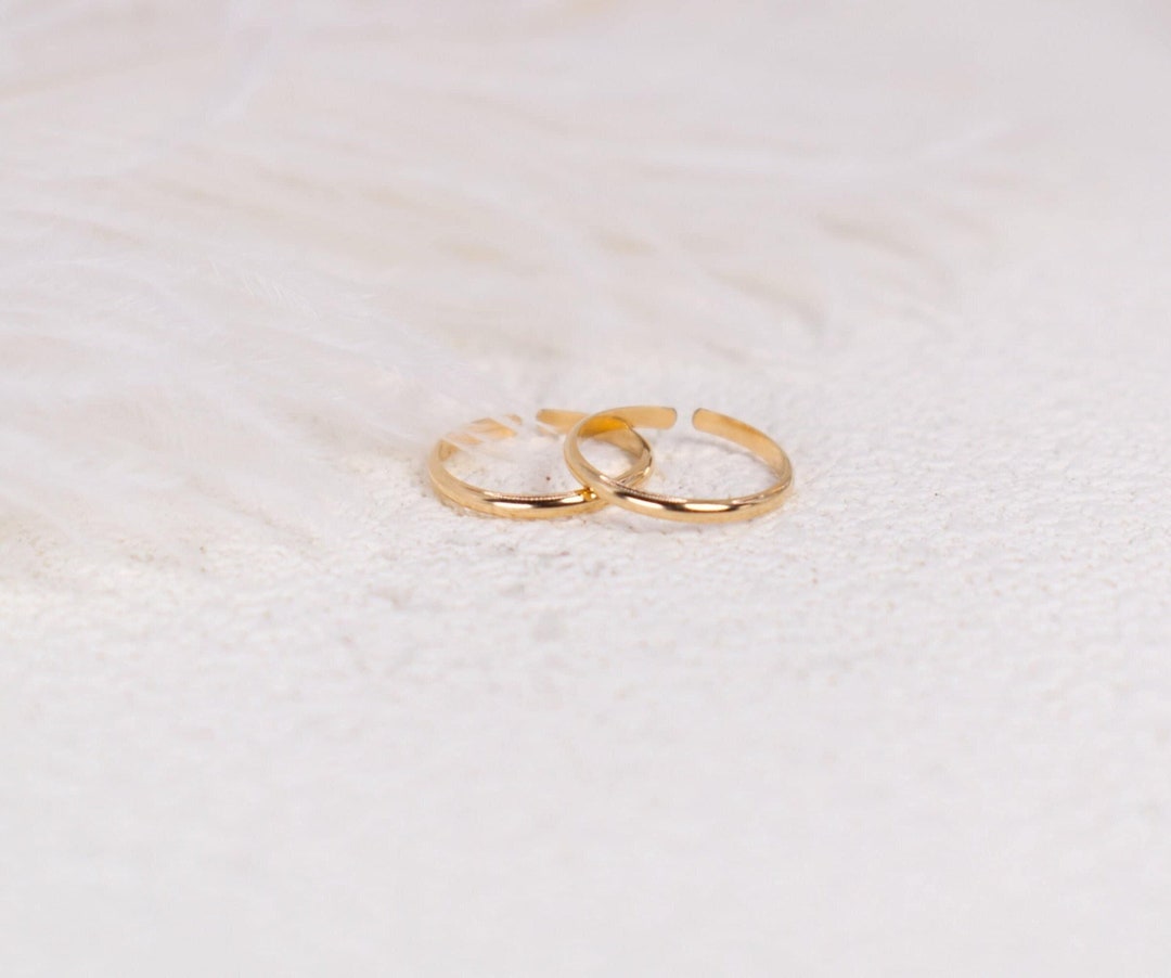 14k Gold Toe Ring Set- Adjustable Gold Filled Toe Ring Toe Ring ...