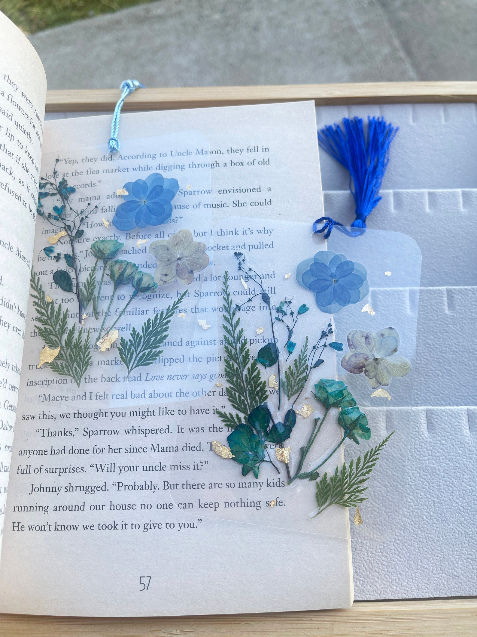 Blue Pressed Flower Bookmarks - Christmas Gift -handmade Bookmark for ...