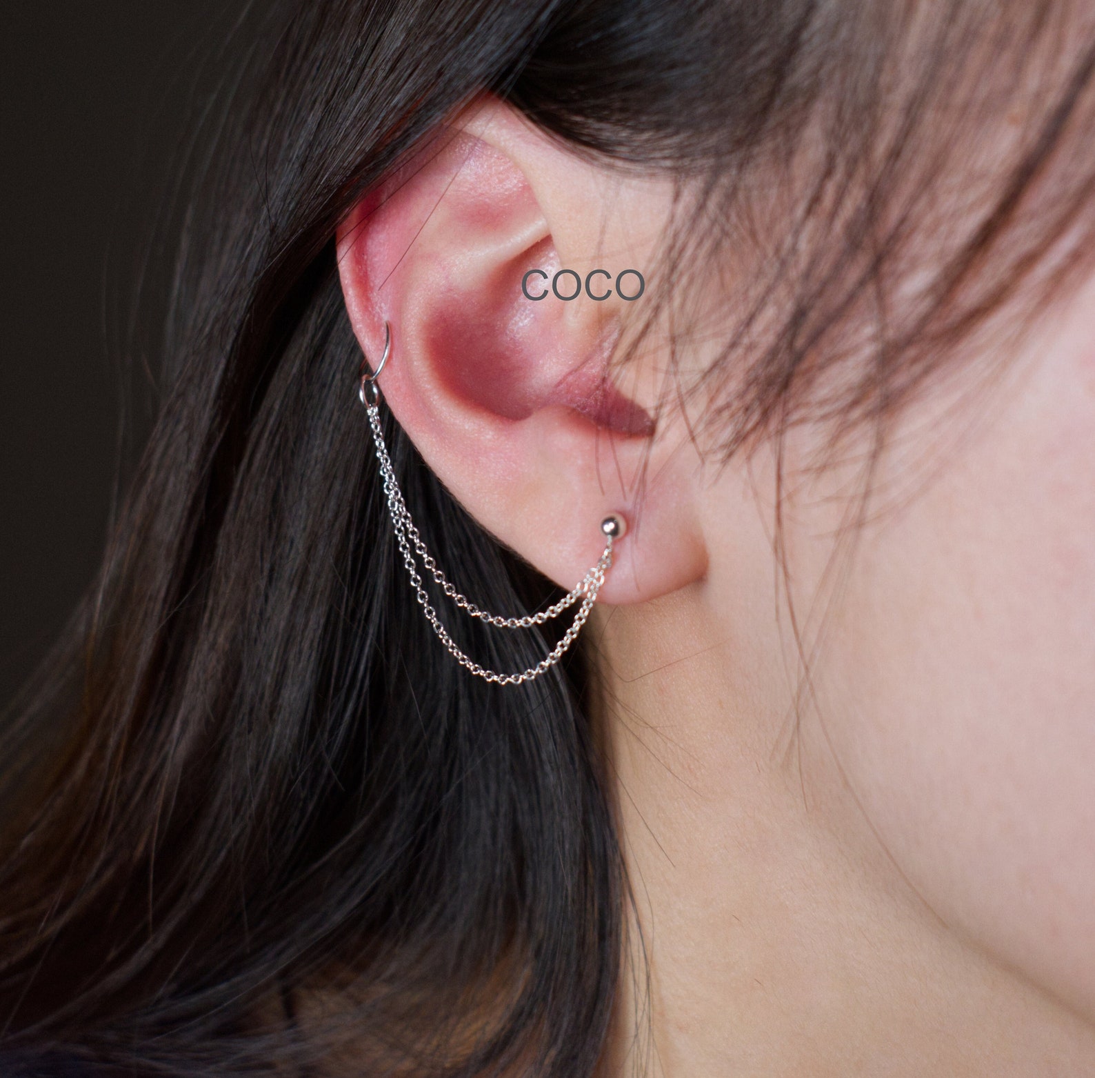 Chain Ear Cuffs Helix Chain Earring Chain Cuff Earring Yellow Gold ...