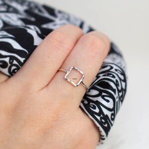 Gold Square Ring - Open Simple Ring -geometric Rings - Open Square Ring ...