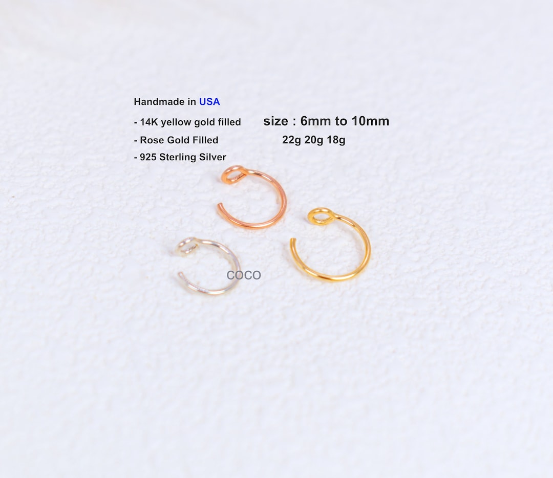 Fake Nose Ring Hoops - 22g 20g 18g Nose Hoop - Gold Nose Ring Hoop -no ...