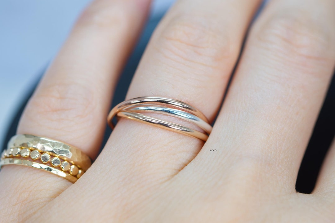 Gold Spinner Ring for Women -fidget Ring Cross Ring Spinner of 3 ...