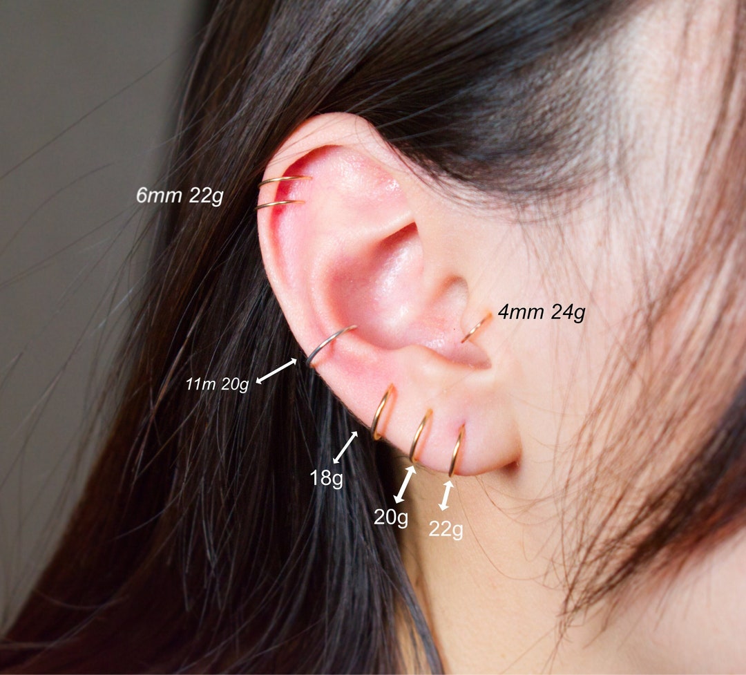 14K Gold Hoop Earrings -925 Silver or Rose Gold Hoop Errings 7mm -nose ...