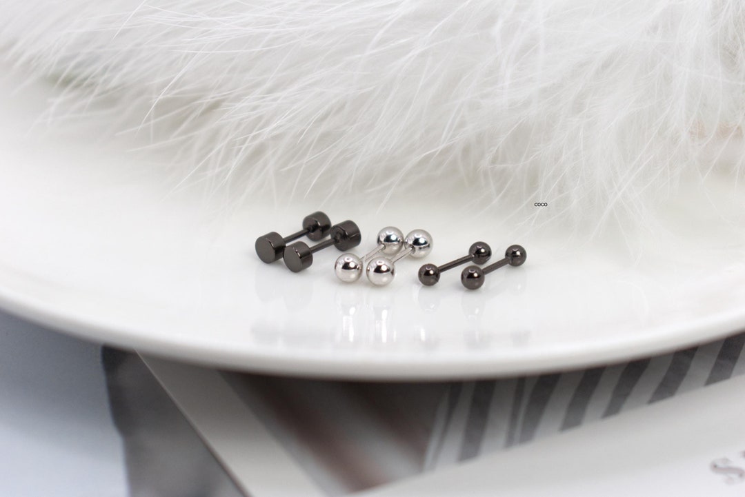 Ball Screw Back Earrings - Back Screw Earrings - Barbell Silver ...