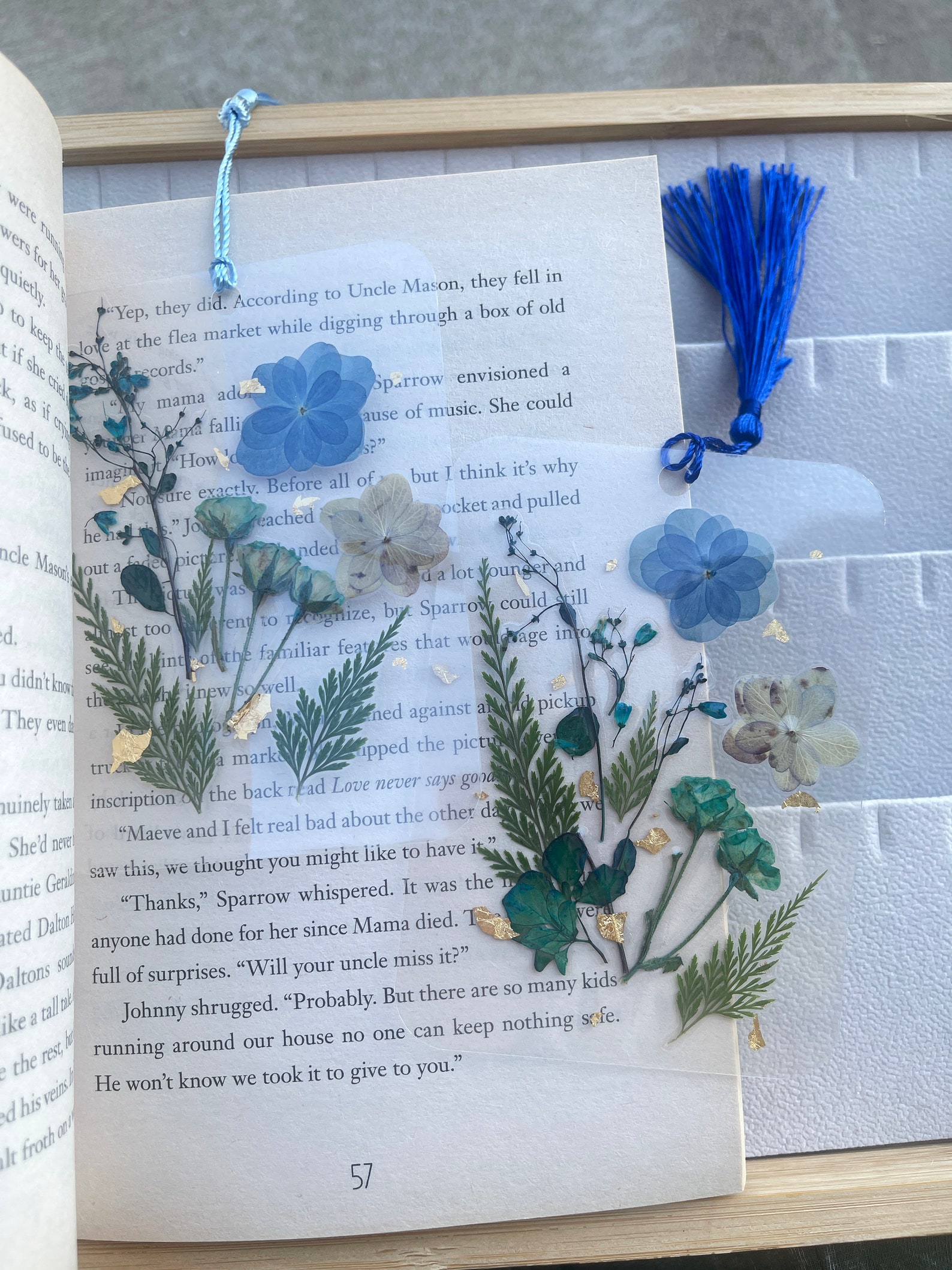 Blue Pressed Flower Bookmarks - Christmas Gift -handmade Bookmark for ...