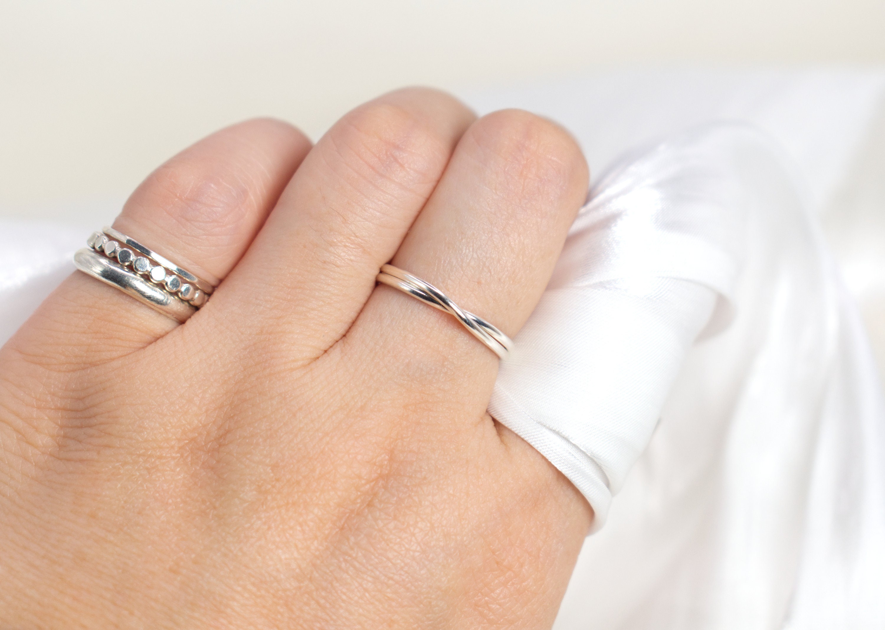 Gold Double Ring Double Band Minimalist Ring Silver and Rose Gold ...