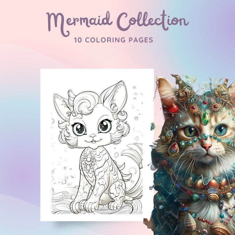 MERMAID Coloring Page : Relaxing Coloring, Mermaid Coloring, Ocean ...