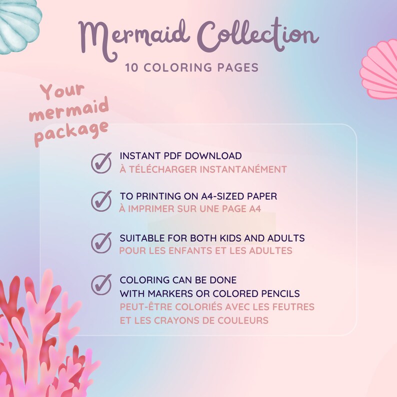 MERMAID Coloring Page : Relaxing Coloring, Mermaid Coloring, Ocean ...