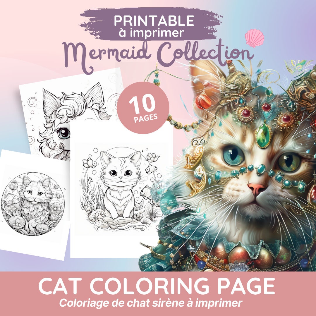 MERMAID Coloring Page : Relaxing Coloring, Mermaid Coloring, Ocean ...