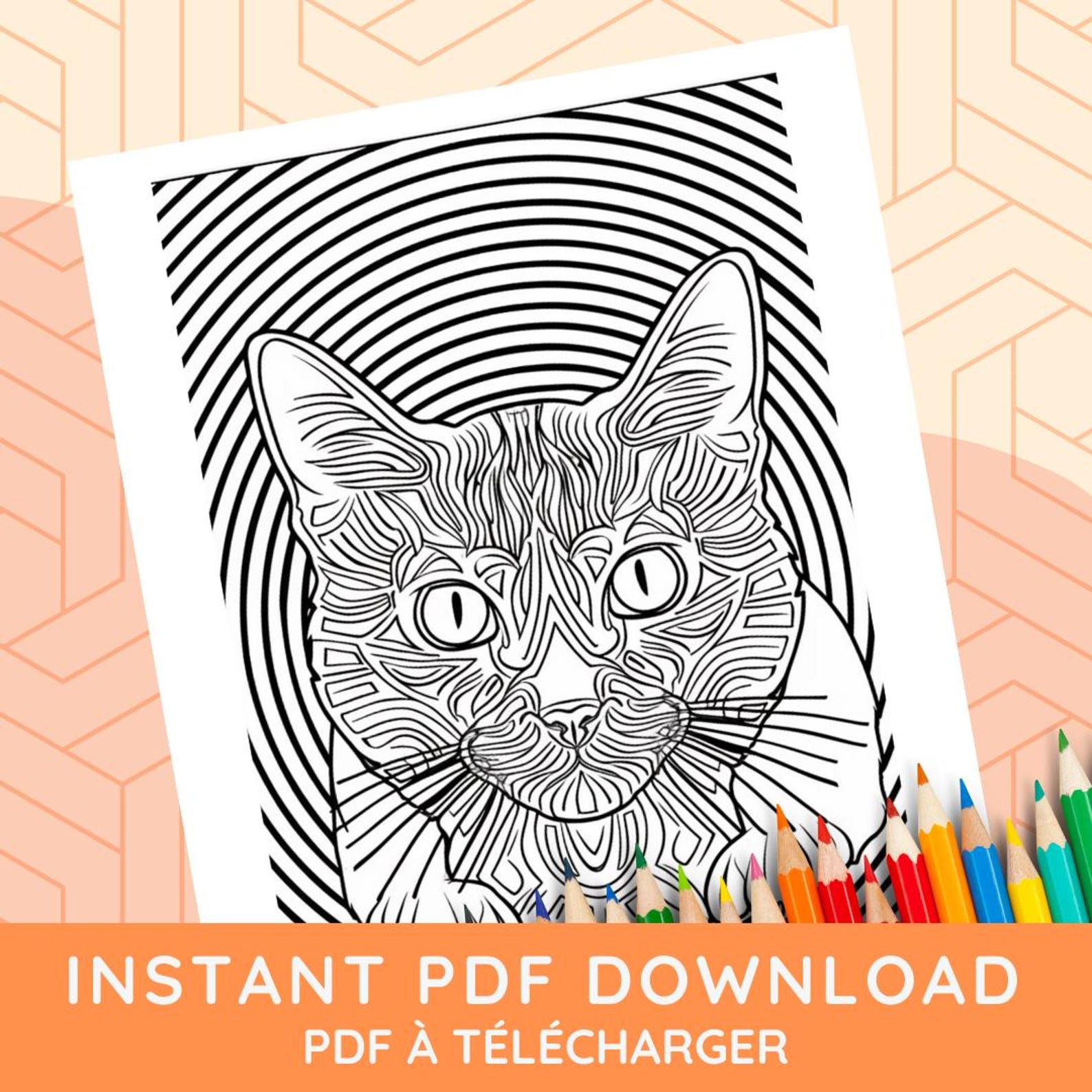 GEOMETRIC Coloring Page: Relaxing Coloring, Anti-stress Coloring ...