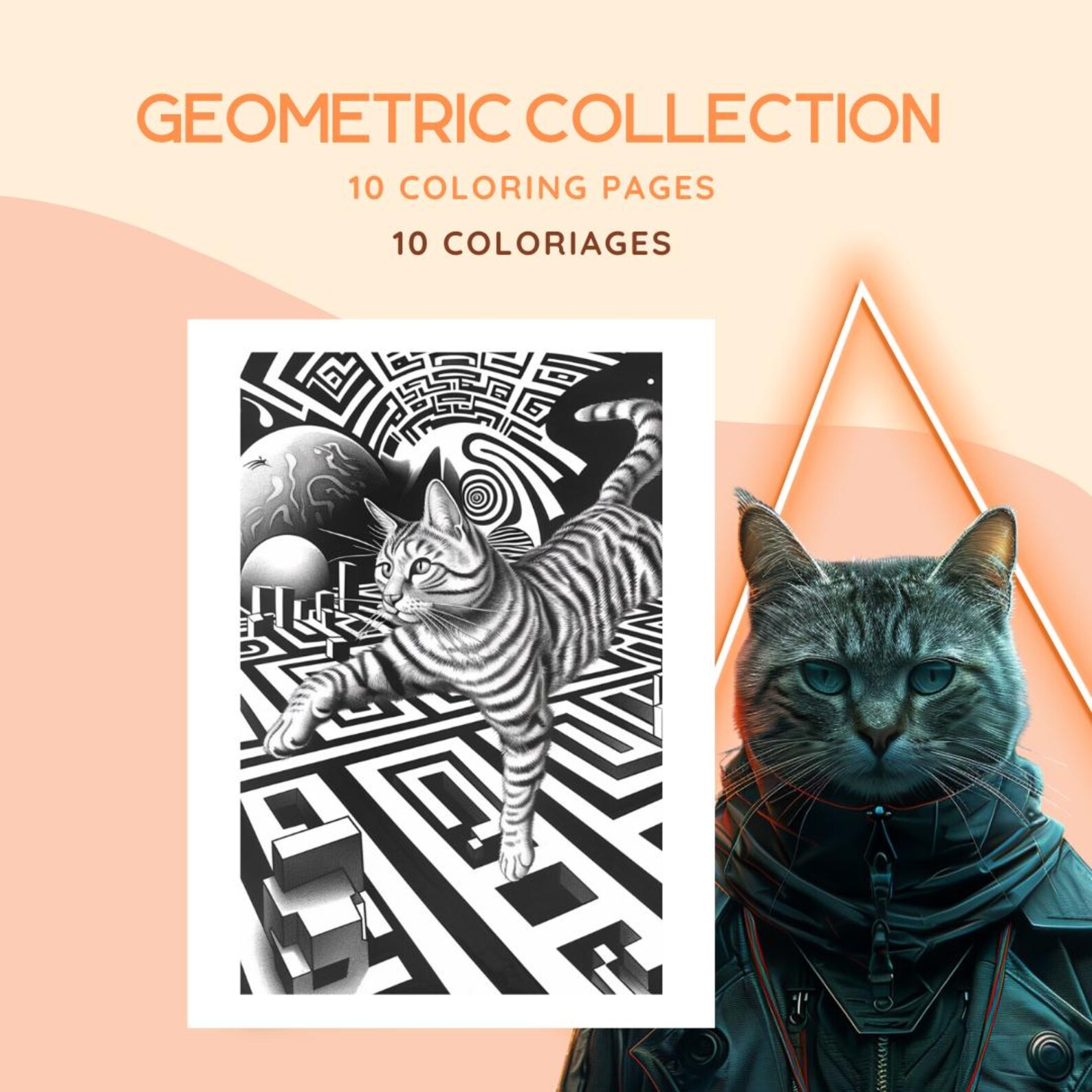 GEOMETRIC Coloring Page: Relaxing Coloring, Anti-stress Coloring ...