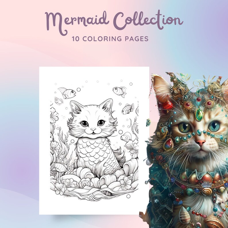 MERMAID Coloring Page : Relaxing Coloring, Mermaid Coloring, Ocean ...
