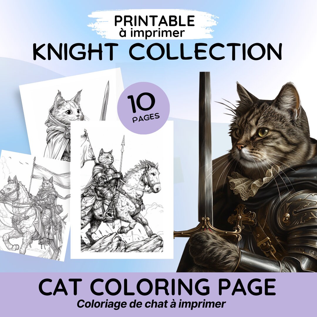 KNIGHT Coloring : Relaxing Coloring, Castle Coloring, Printable ...