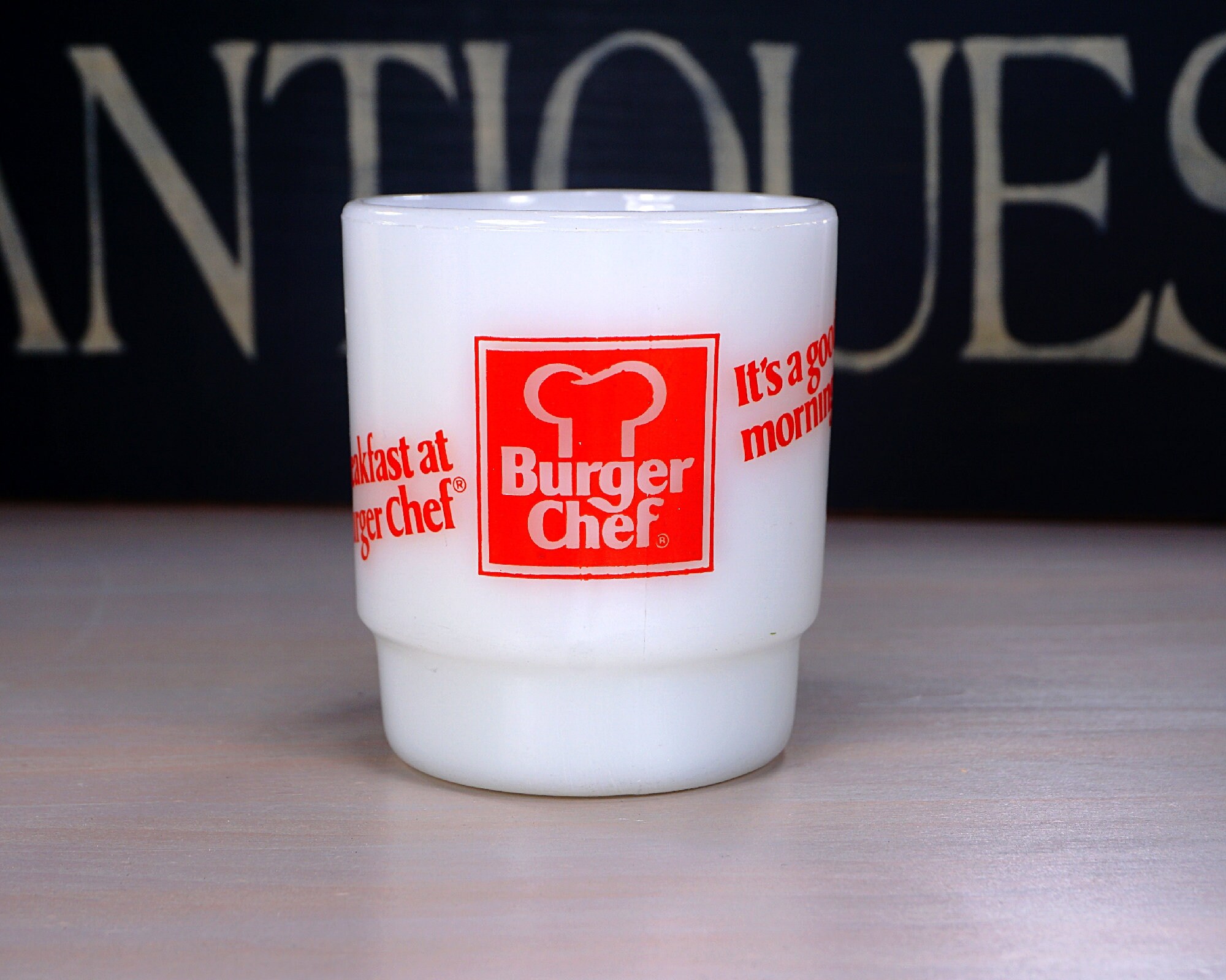RARE Burger Chef Coffee Mug Red Enamel on White Milk Glass - Etsy