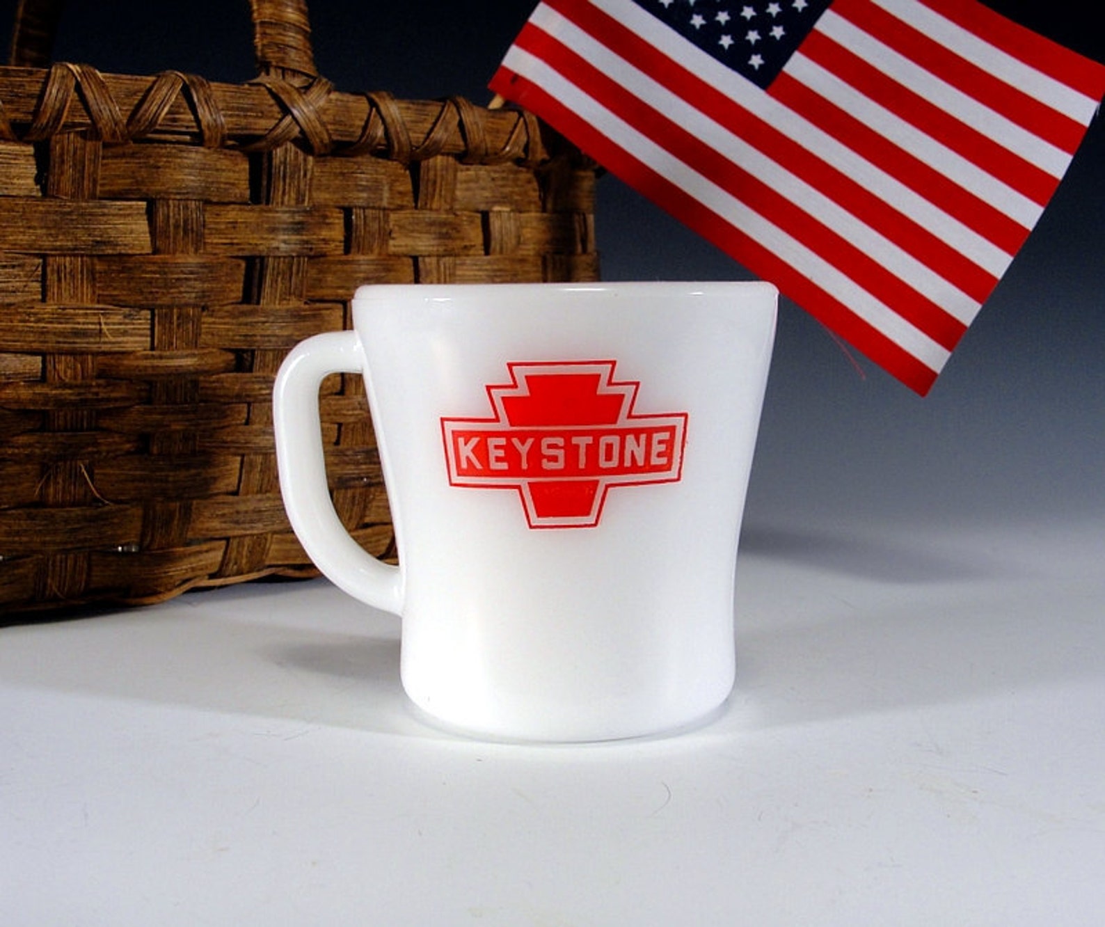 Vintage Coffee Cup Mug Federal Glass Milk Glass Red Logo 1960s - Etsy Vintage Coffee Cup Mug Federal Glass Milk Glass Red Logo 1960s - Etsy