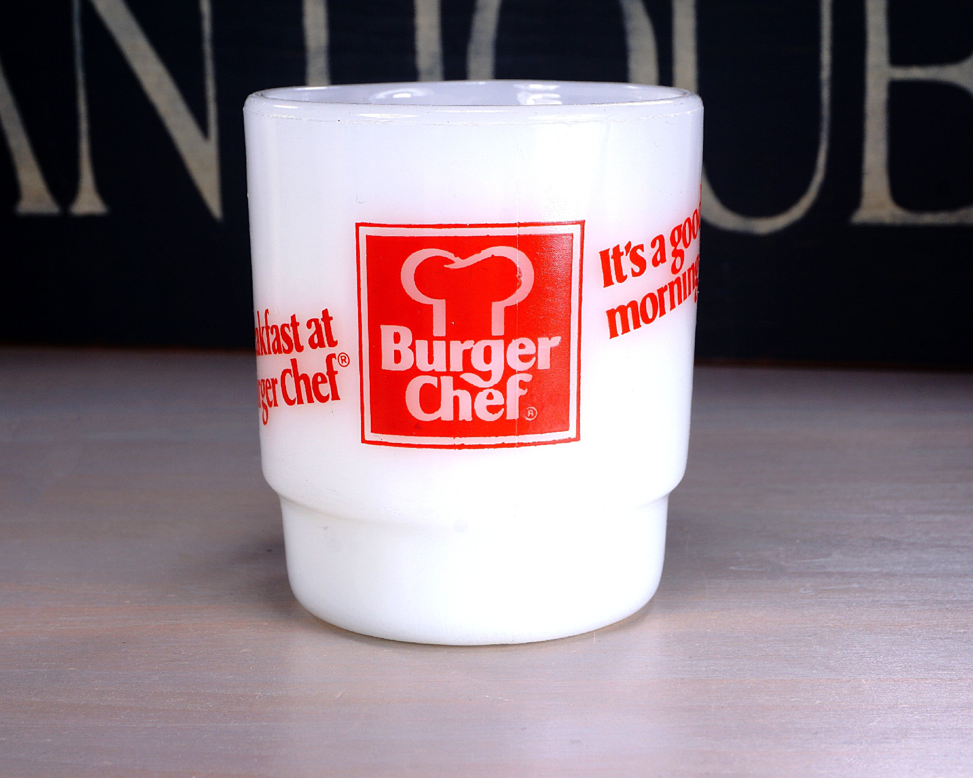 RARE Burger Chef Coffee Mug Red Enamel on White Milk Glass - Etsy