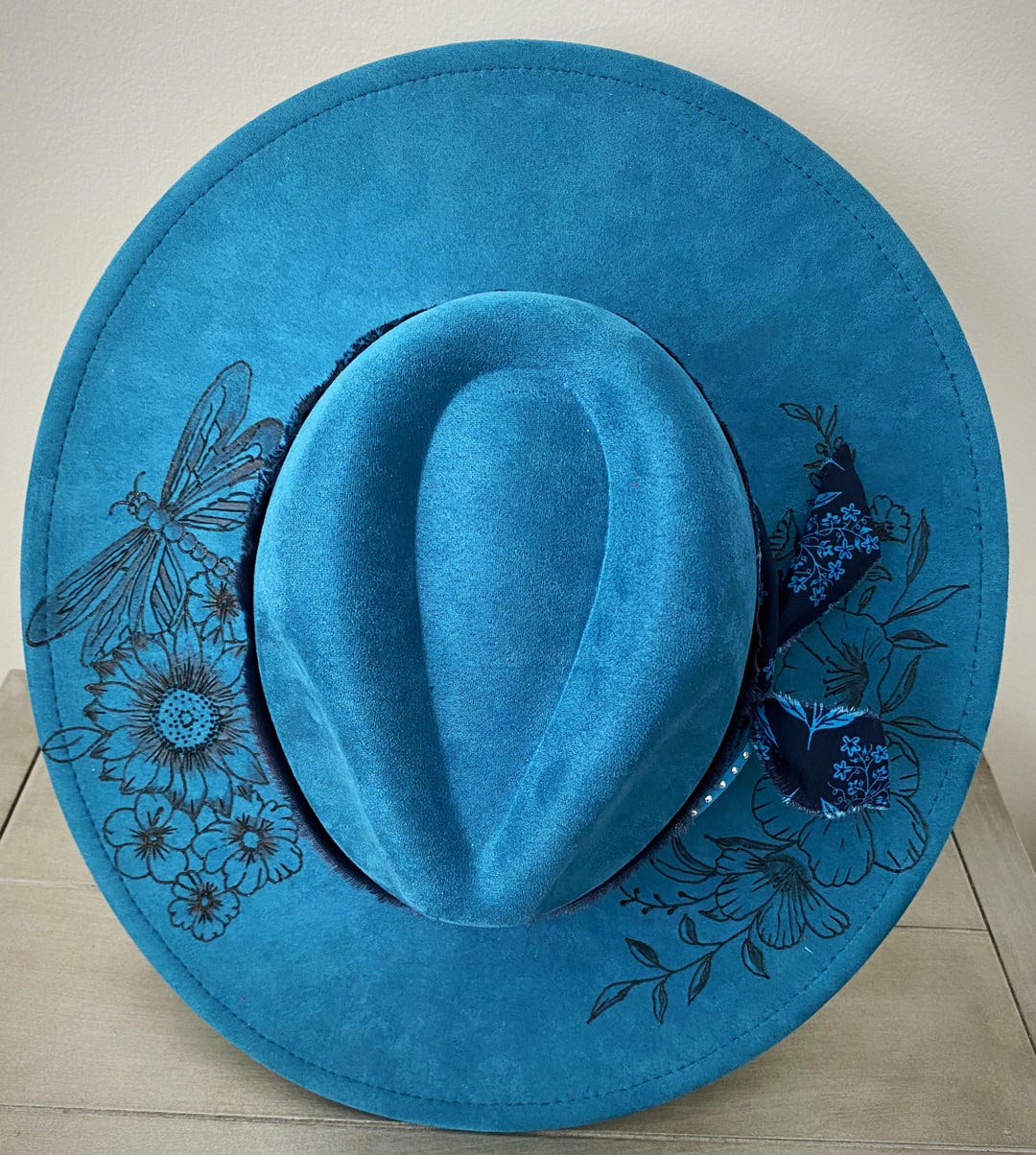 Dragonfly Fedora,blue Fedora,dragonfly Hat,blue Western Hat,blue ...