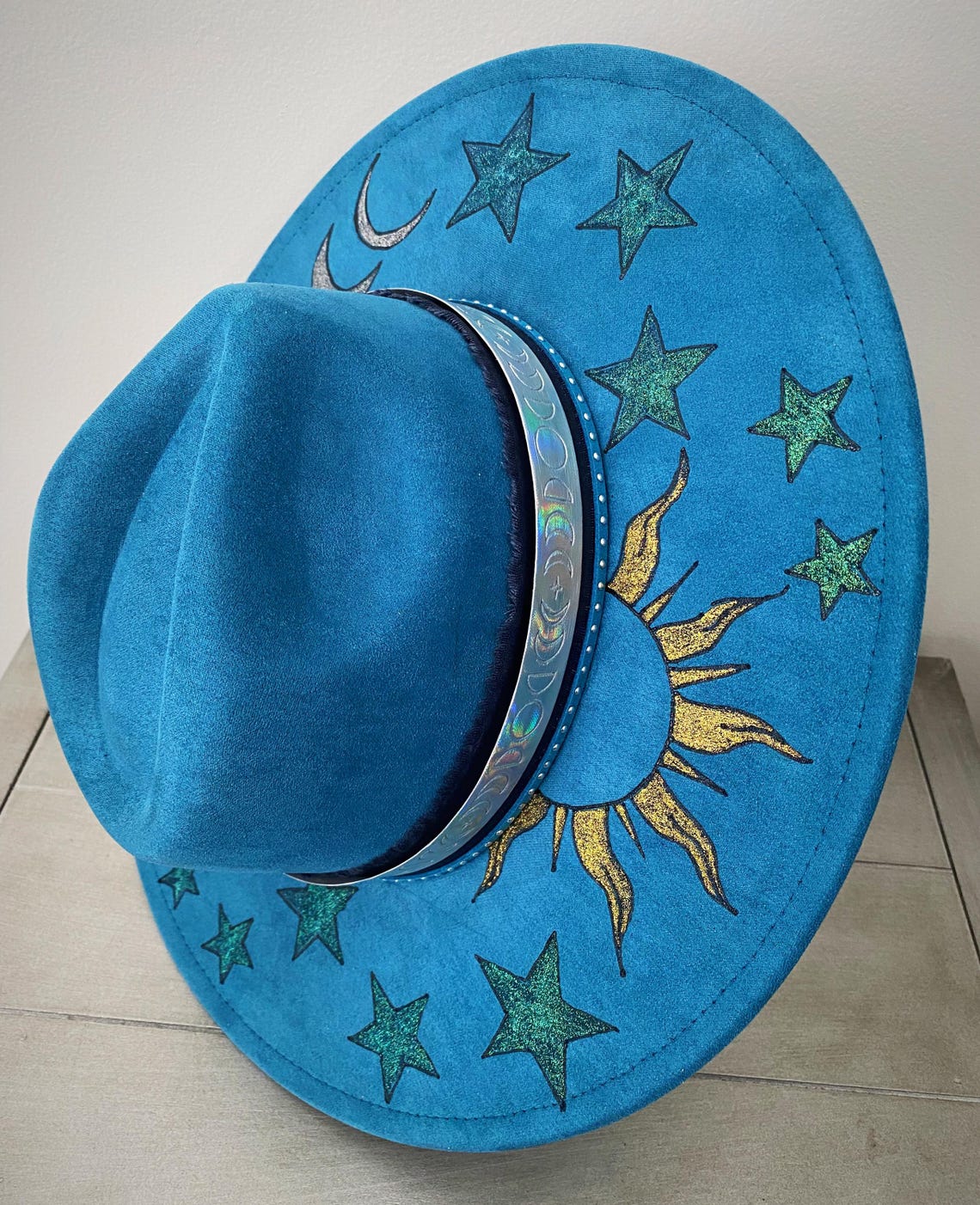 Sun and Moon Fedora,sun and Moon Hat,celestial Fedora,celestial Hat ...