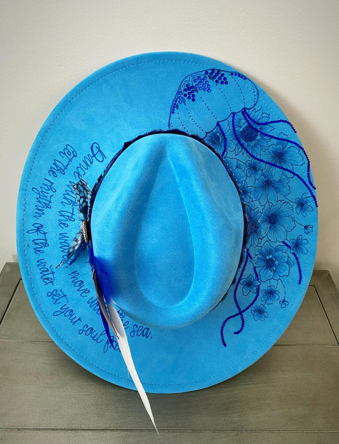 Sky Blue Fedora,ocean Fedora,jellyfish Hat,ocean Theme Fedora,florida ...