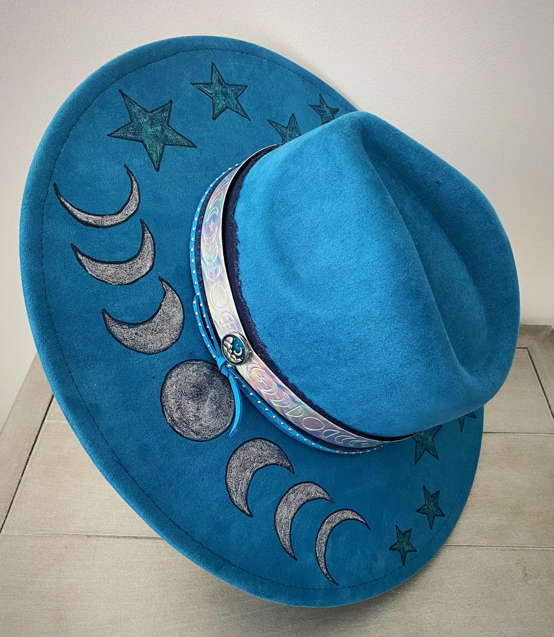 Sun and Moon Fedora,sun and Moon Hat,celestial Fedora,celestial Hat ...