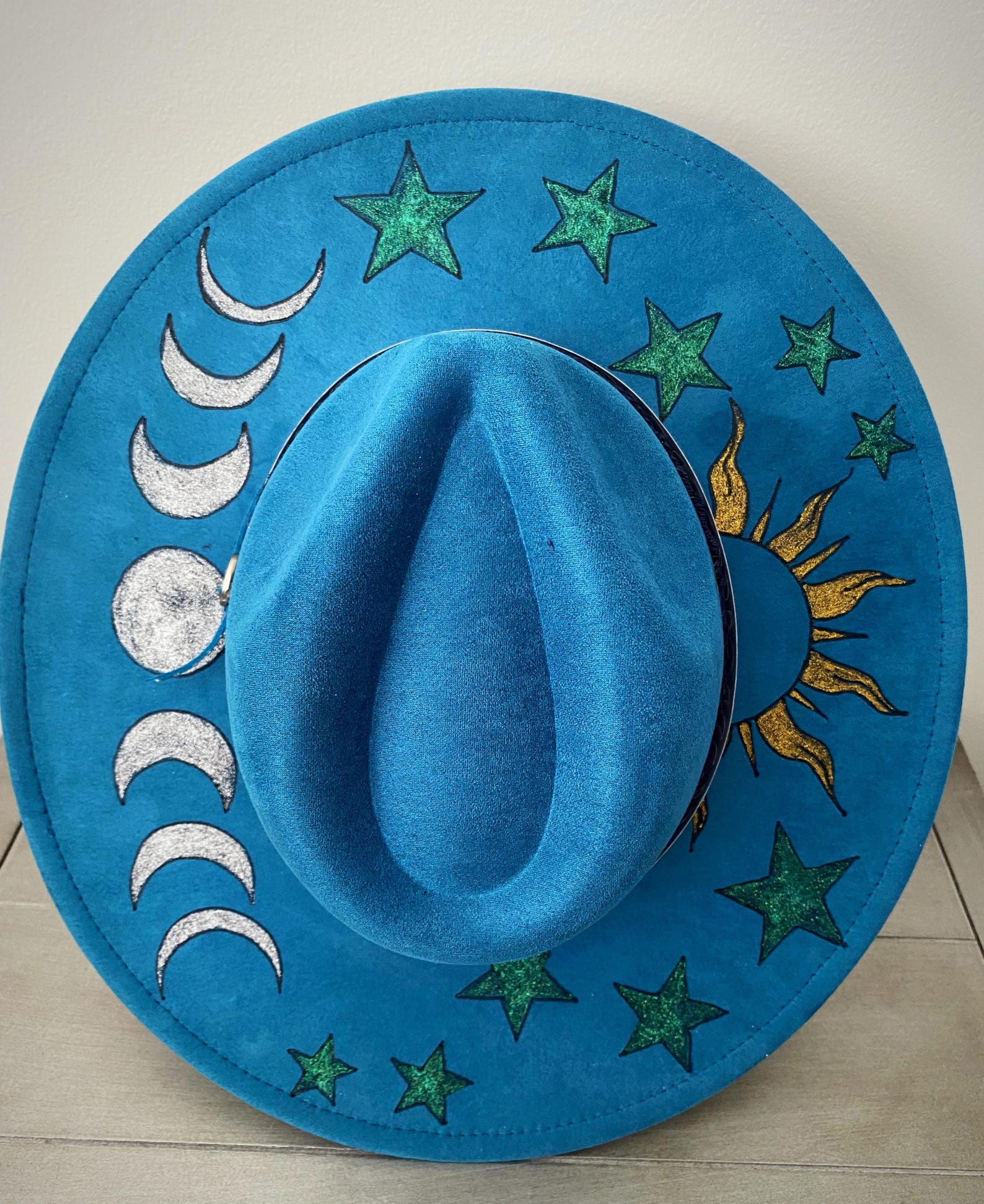 Sun and Moon Fedora,sun and Moon Hat,celestial Fedora,celestial Hat ...