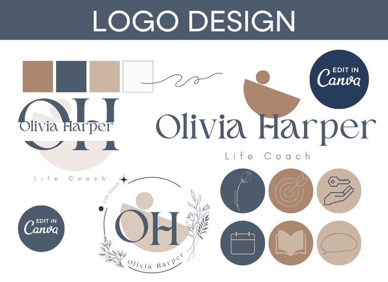 Life Coach Branding Kit: Custom Logo & Holistic Templates (digital ...