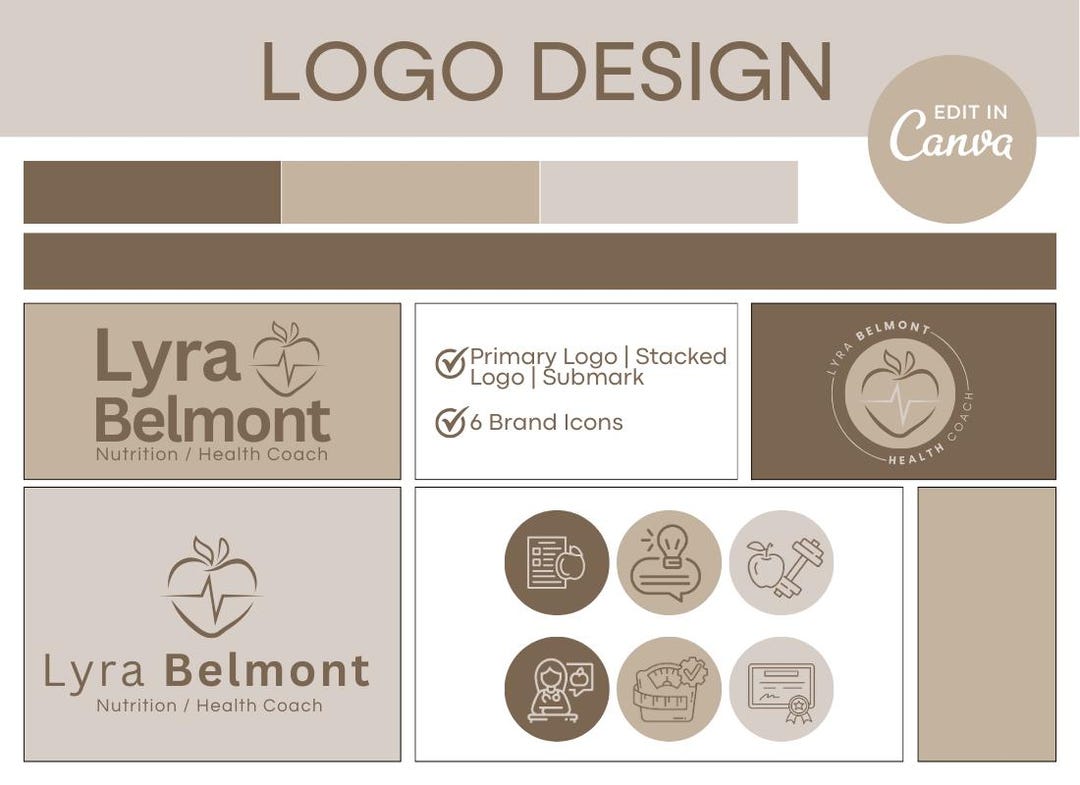 Health Coach Branding Kit: Custom Logo & Wellness Icons (digital) - Etsy