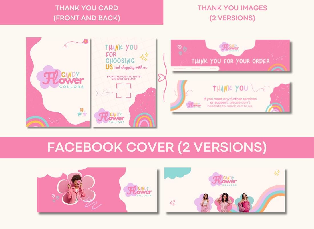 Branding Kit Candy Pink, Pastel Colors, Branding Kit, Canva Templates ...