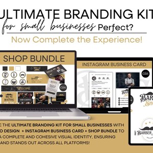 Gold and Black Barber Branding Kit, Sleek Editable Templates With ...