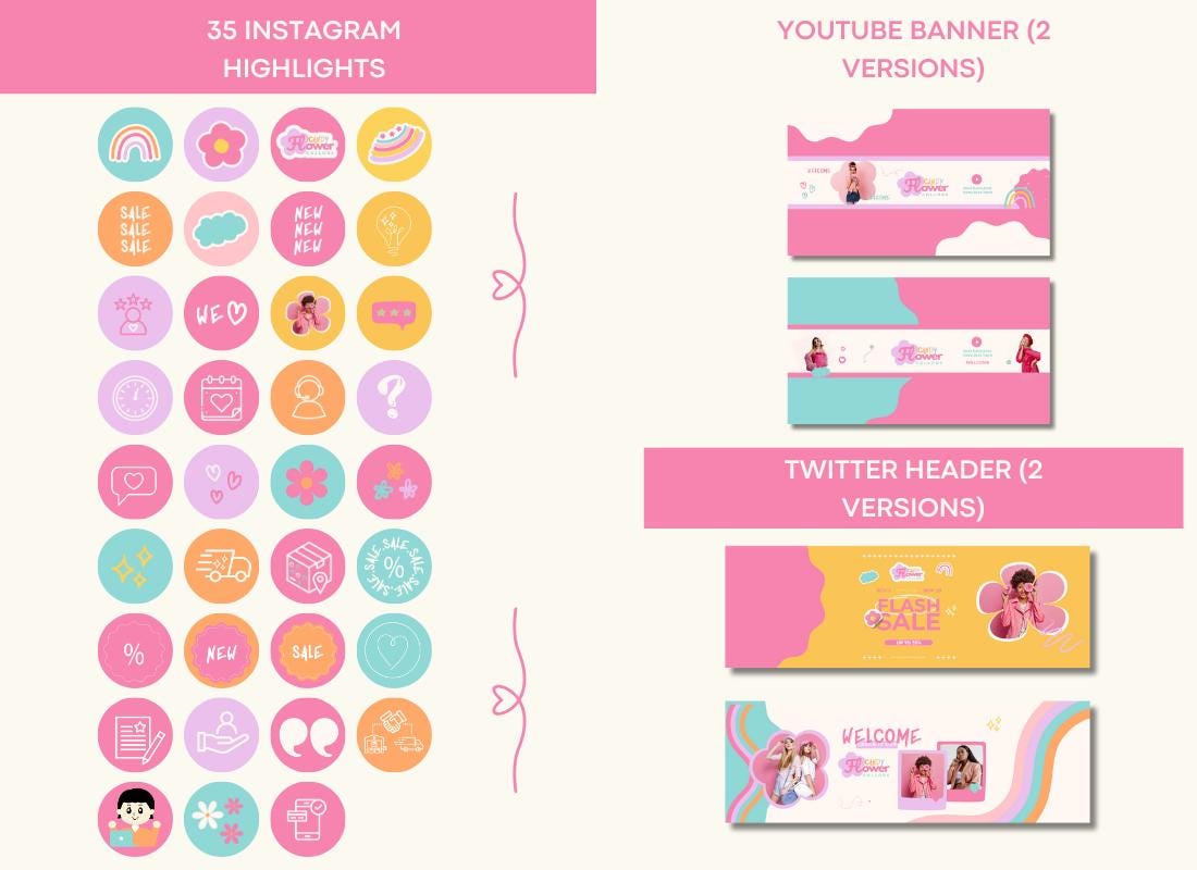 Candy Pink Branding Kit: Canva Templates for Beauty, Fashion (digital ...