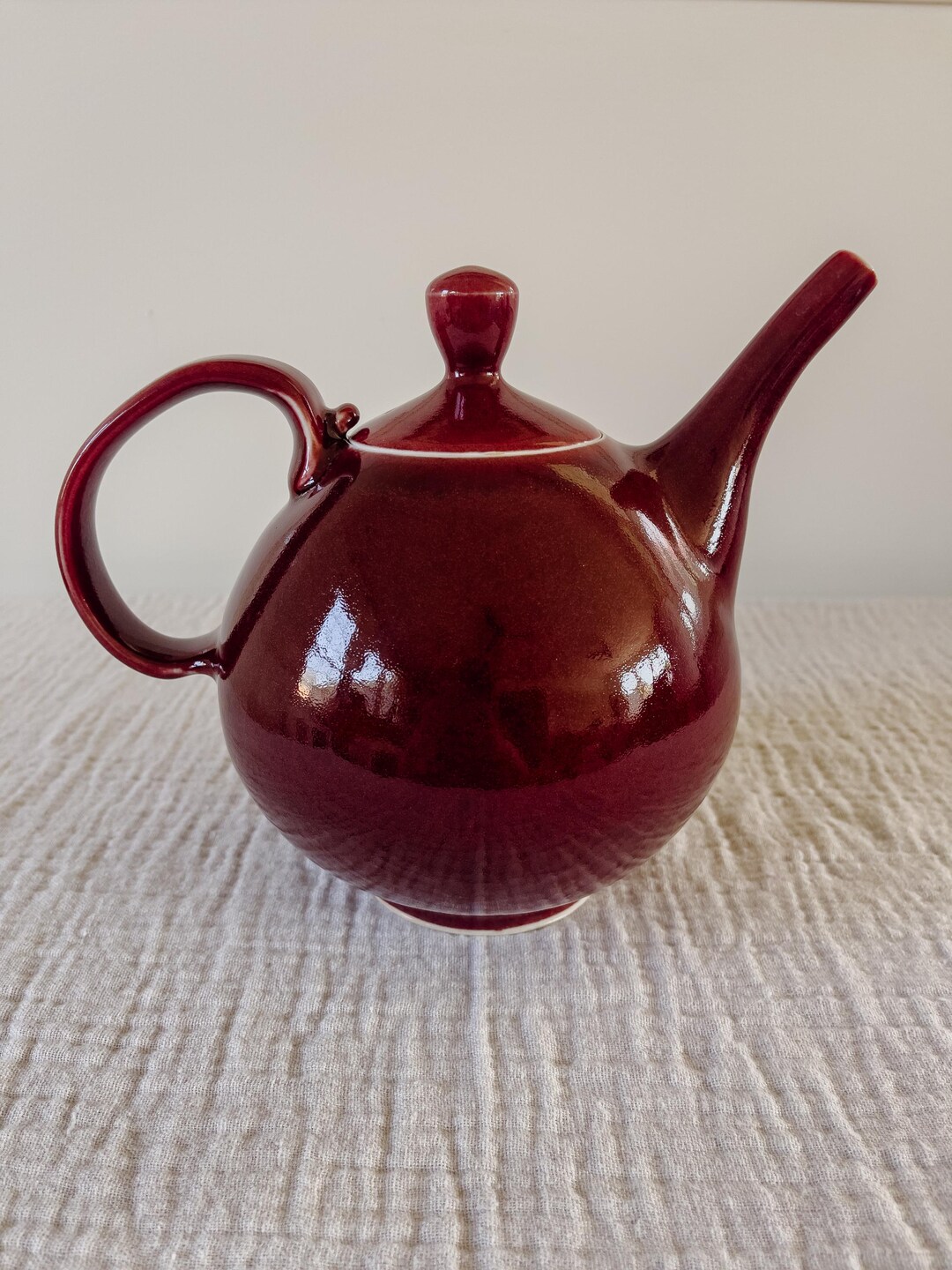 Handmade Teapot, Dark Red Porcelain Teapot, Unique Wheel Thrown Red ...